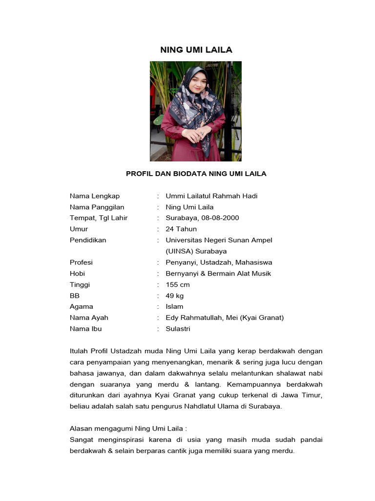 Profil Lengkap Ning Umi Laila | PDF | Agama & Spiritualitas