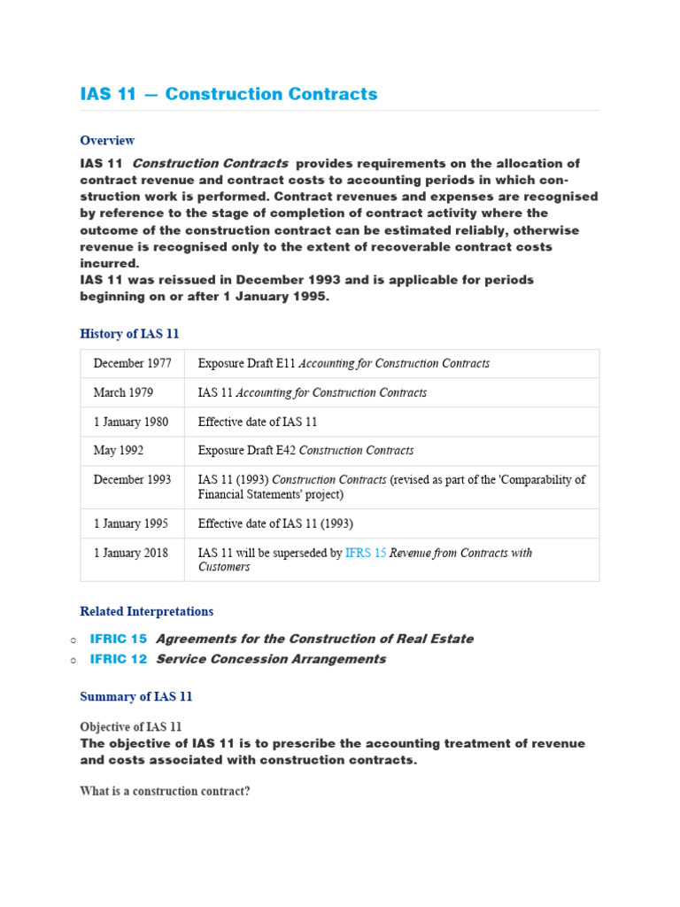 IAS 11 - Construction Contracts | Download Free PDF | International Financial Reporting ...