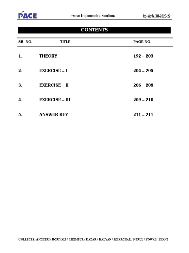 ITF (ADV) | PDF | Trigonometric Functions | Function (Mathematics)