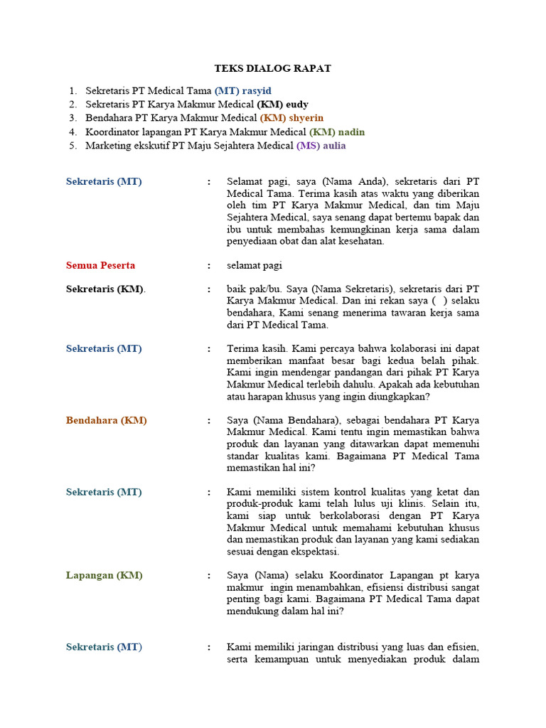 Teks Dialog Rapat | PDF