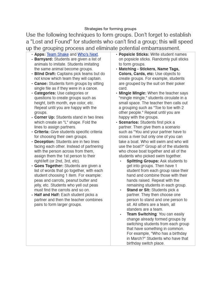 Forming Groups | PDF