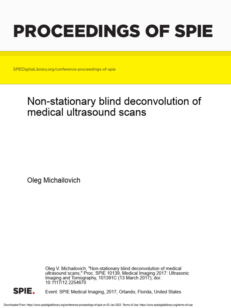 Non Stationary Blind Deconvolution of Medical Ultrasound Scans | PDF | Medical Imaging | Medical ...