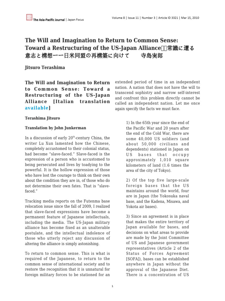 The Will and Imagination To Return To Common Sense - Toward A ...