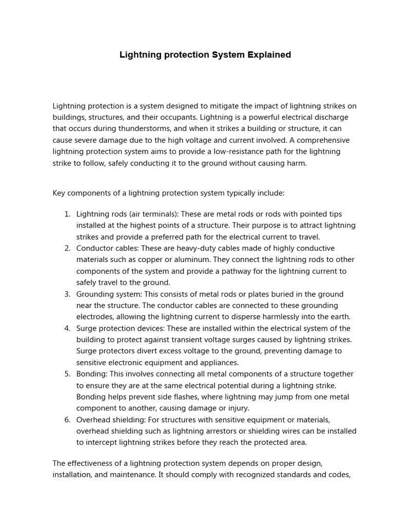 Lightning Protection System Explained | PDF | Lightning | Electrical ... Lightning Protection System Explained | PDF | Lightning | Electrical ...