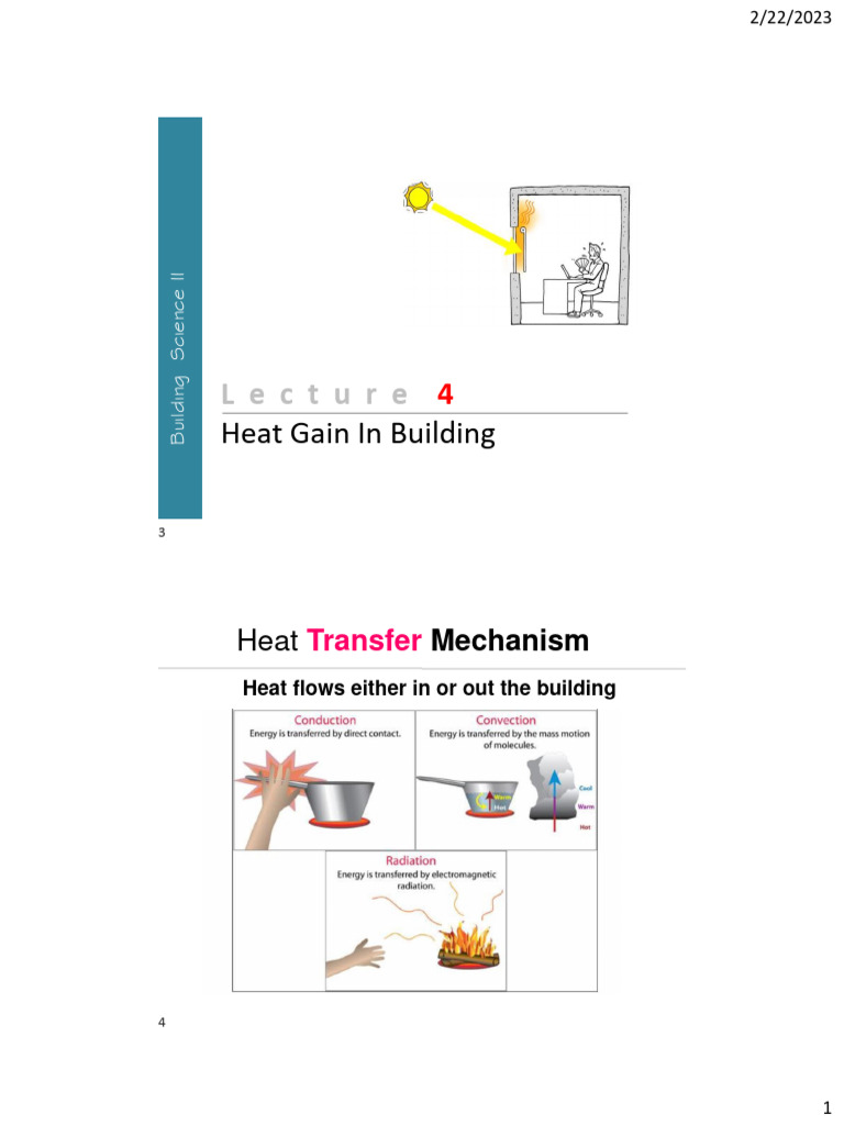 Lecture 4 - Heat Gain in Building | PDF | Heat Transfer | Thermal ...