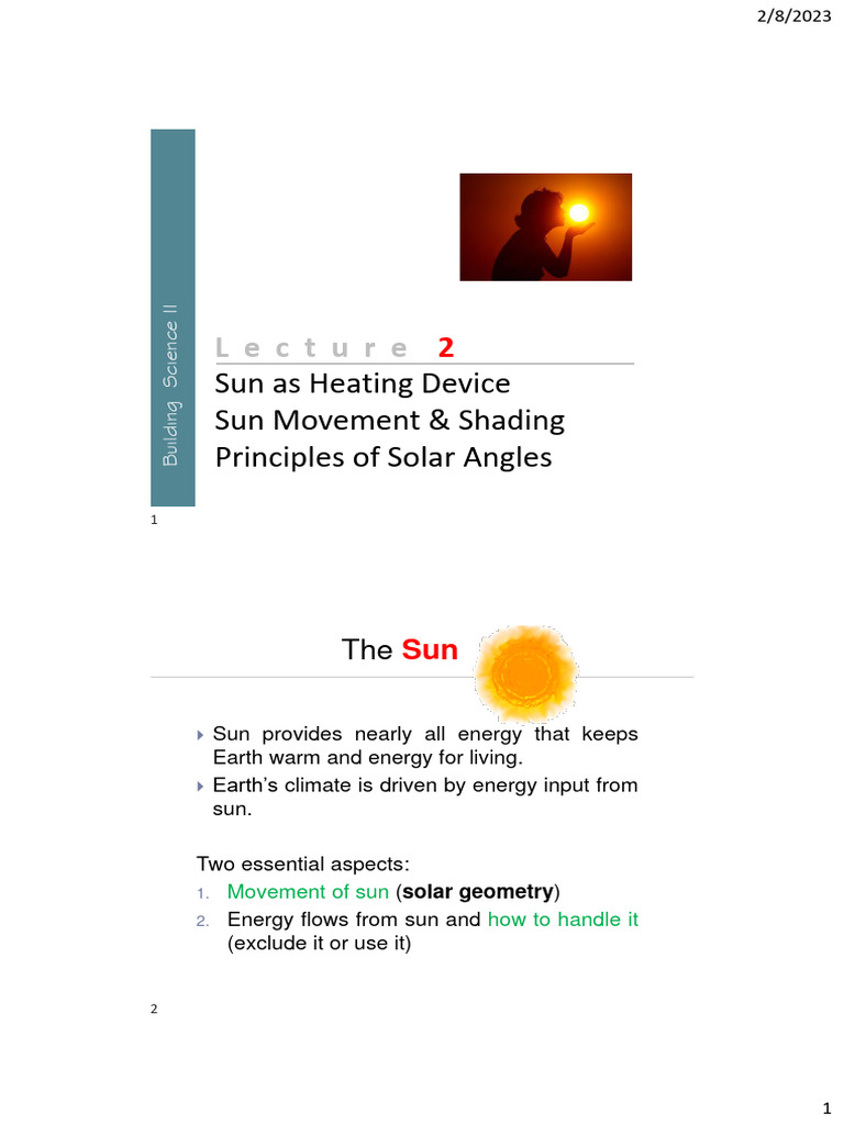 Lecture 2 - Solar & Shading | PDF | Apsis | Equator