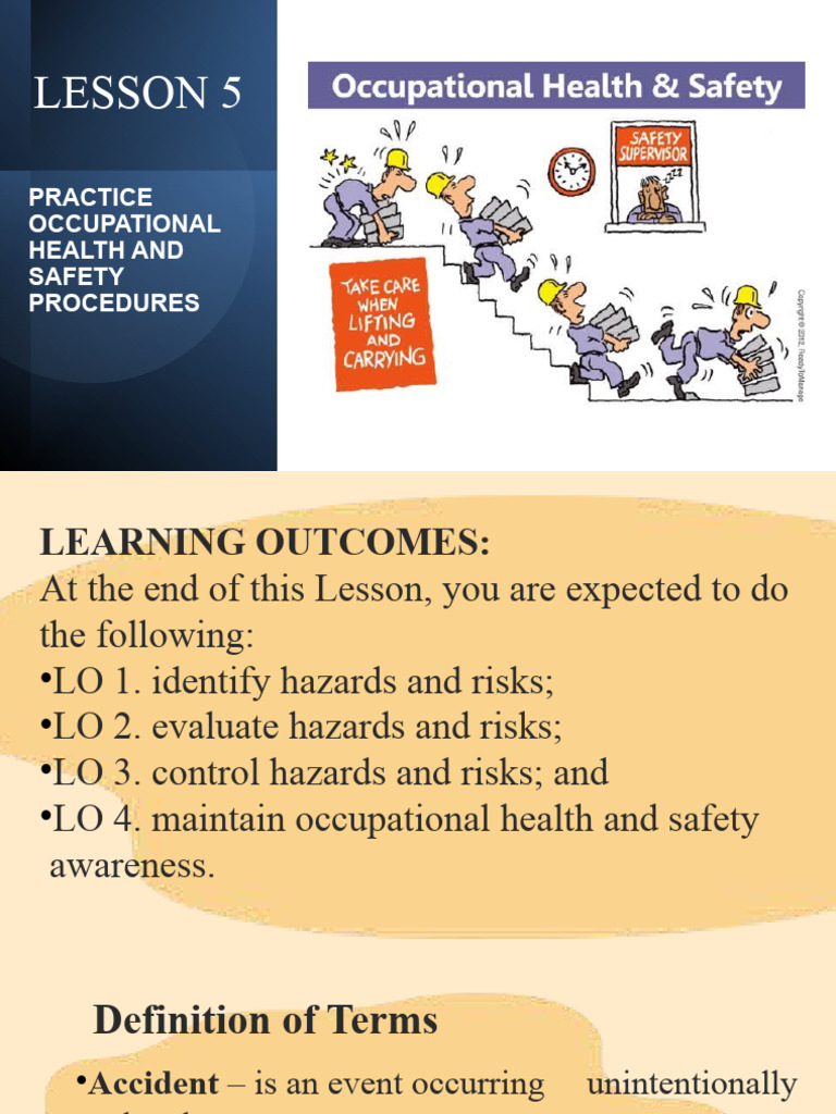 Lesson 5 Practice Occupational and Health and Safety Procedures | PDF | Occupational Safety And ...