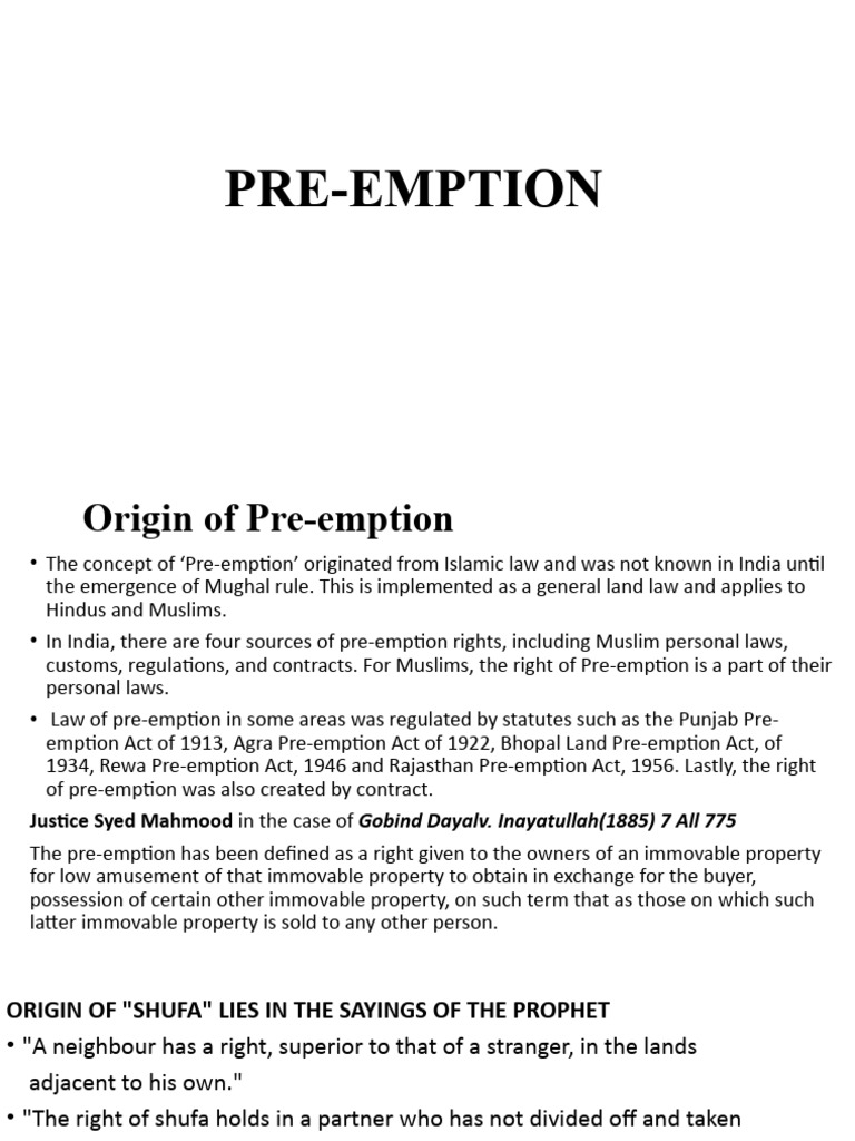 Understanding Pre-emption Rights | PDF | Property Law | Civil Law ...