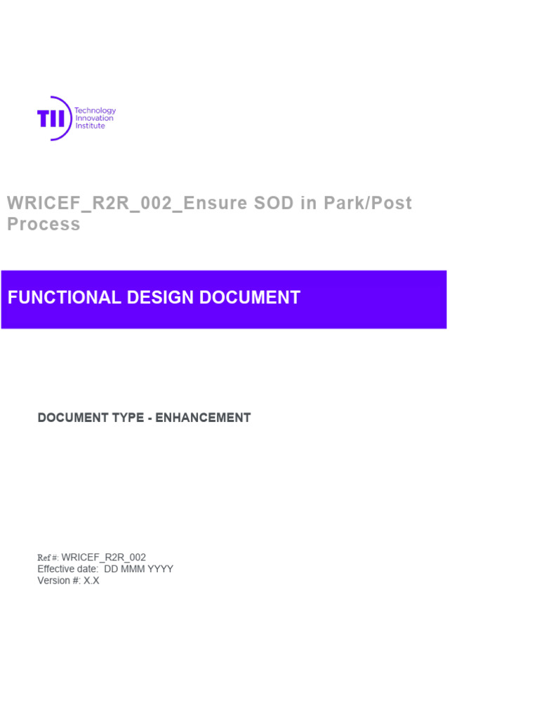 AcTIIvate - WRICEF - RTR - 002 - FSD Enhancement - Park and Post ...