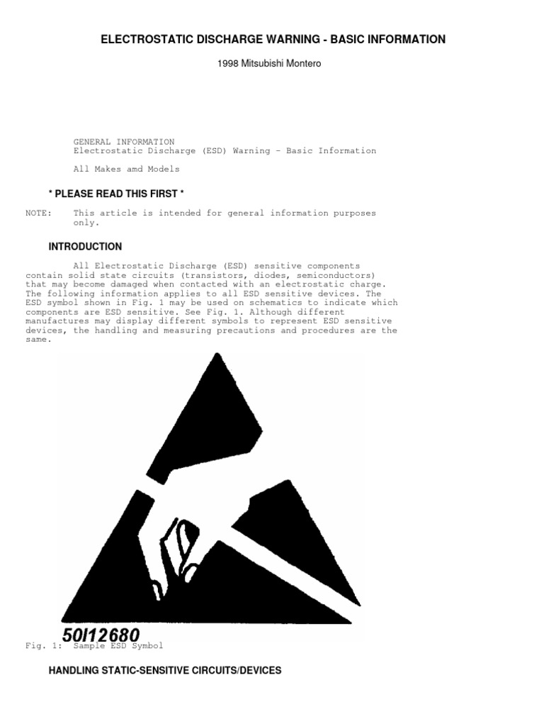 Electrostatic Discharge Warning Basic Info | PDF | Science & Mathematics