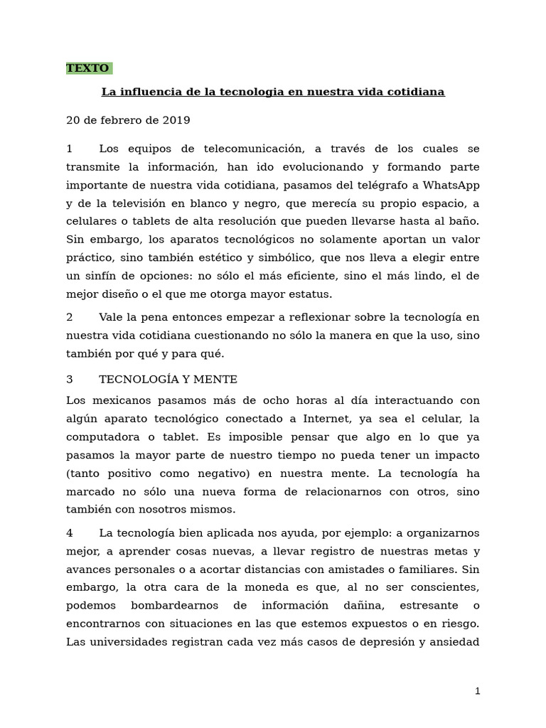 1.1 - Ingenio Humano - Las Nuevas Tecnologías - Comprensión Lectora ...