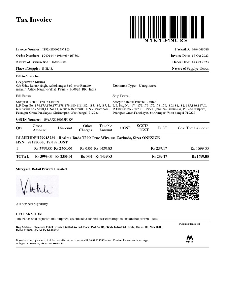 Invoice | PDF | Payments | Taxes