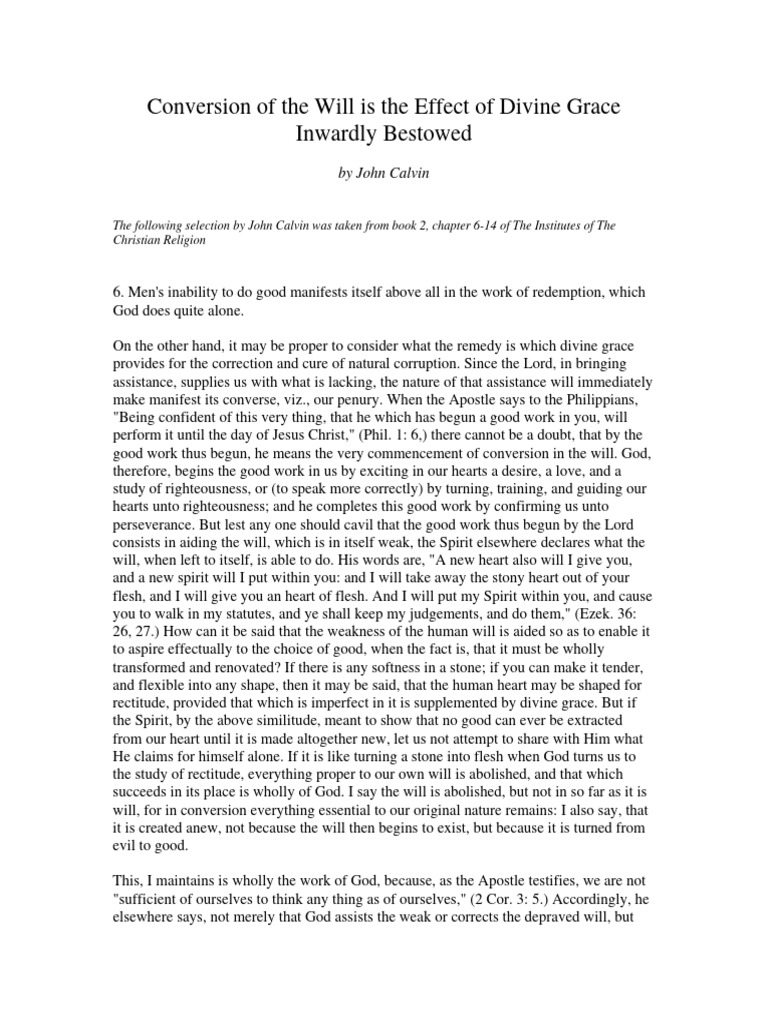Conversion of The Will Is The Effect of Divine Grace Inwar | PDF ...