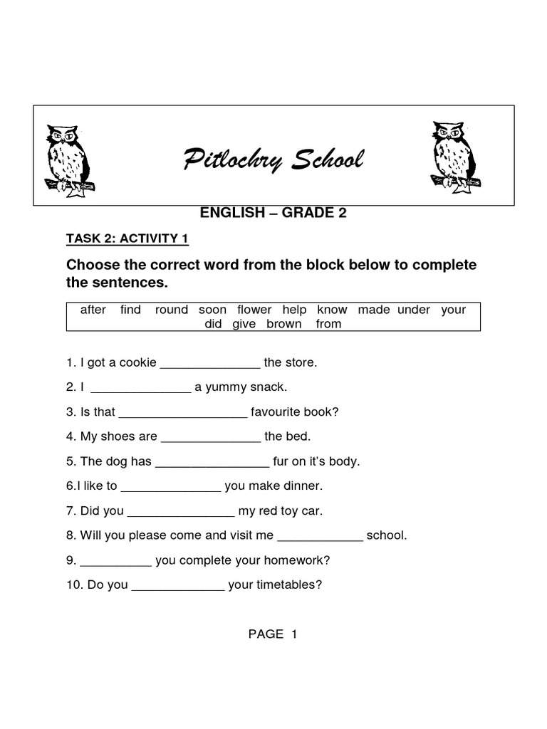 Grade 2 Task 2 | PDF | Linguistics