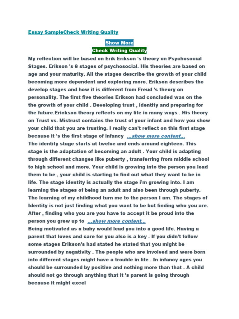 Essay SampleCheck Writing Quality | PDF | Cognitive Development | Thought