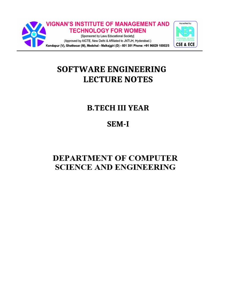 Software Engineering Lecture Notes | PDF | Specification (Technical ...