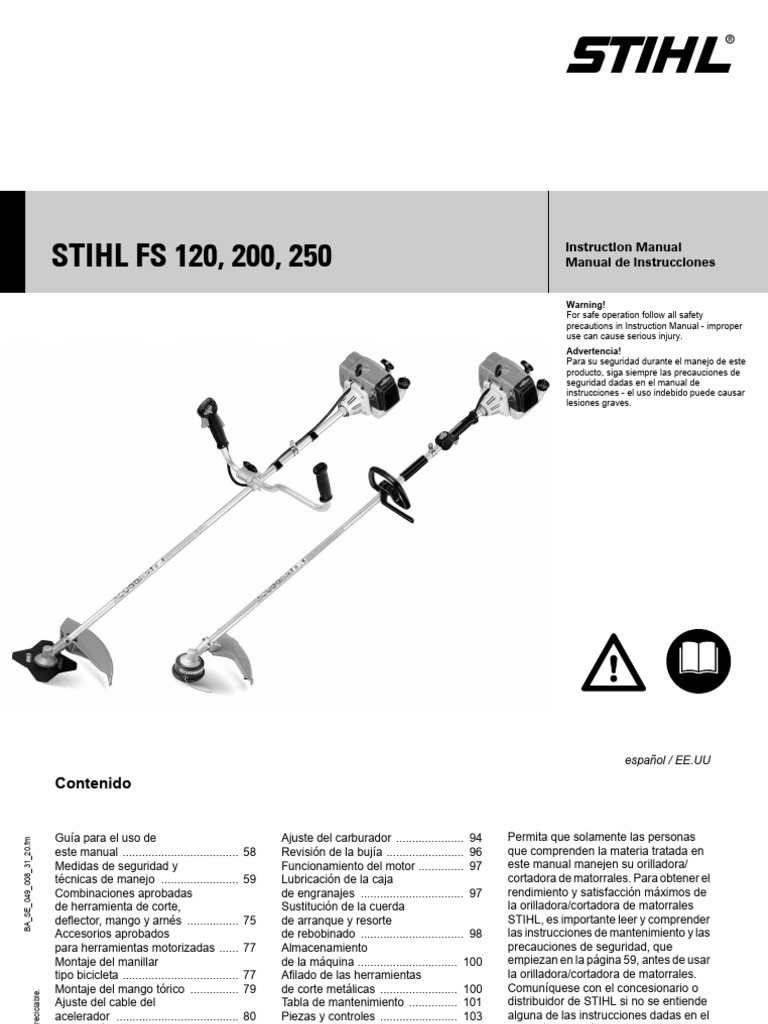 Manual Stihl Fs-250 | PDF | Tanques | Herramientas