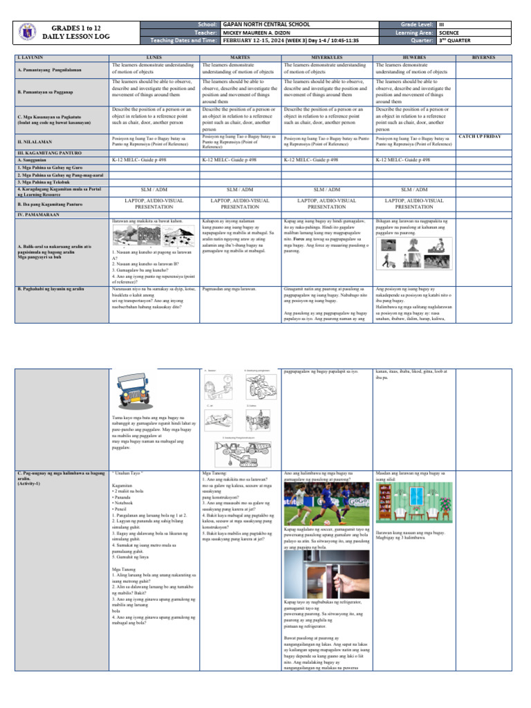 Grade 3 Science Daily Lesson Plan | PDF