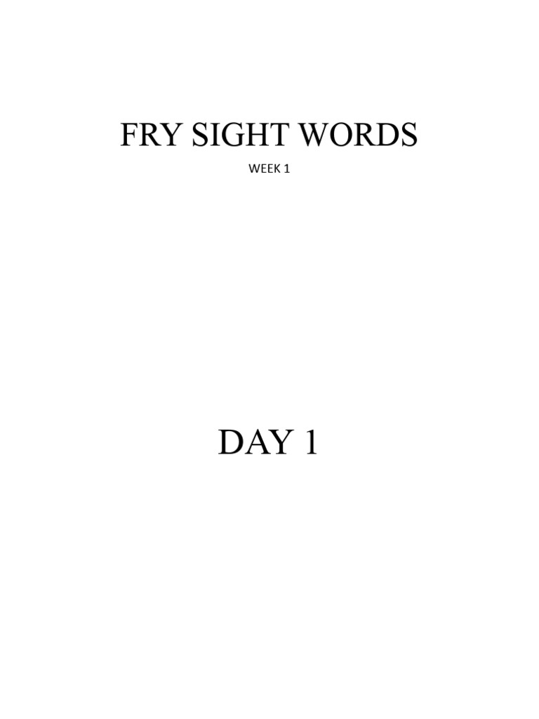 Fry Sight Words - Week 1 | PDF