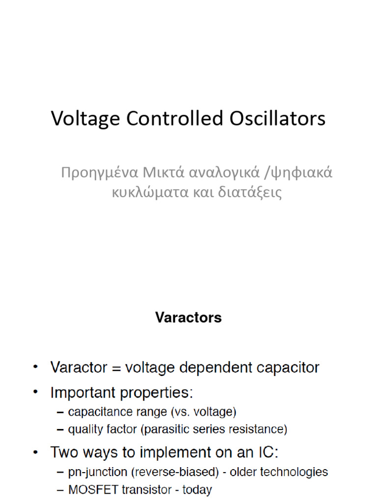 Voltage Controlled Oscillators v1 (March 22) | PDF | Mosfet | Capacitance