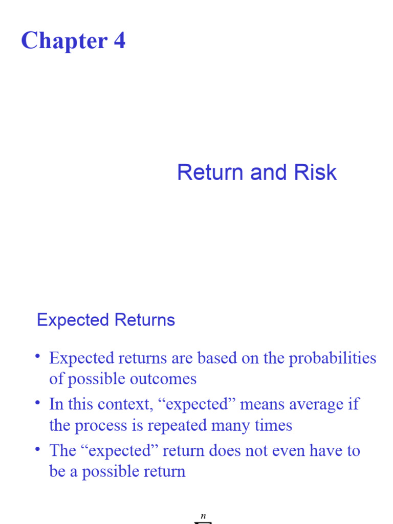FM - Chapter 4, Return and Risk | PDF | Financial Risk | Capital Asset ...