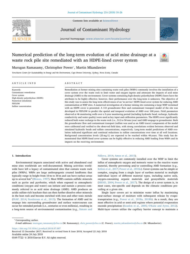 Coupled Modelling Amd Pdf Groundwater Water