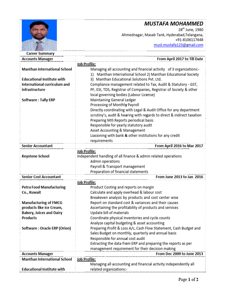 CV - Mohammed Mustafa | PDF | Audit | Accounting