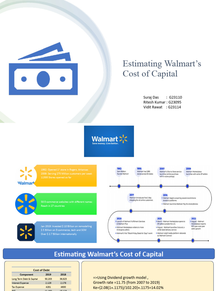 Estimate Cost of Capital For Walmart | PDF | Business | Computers