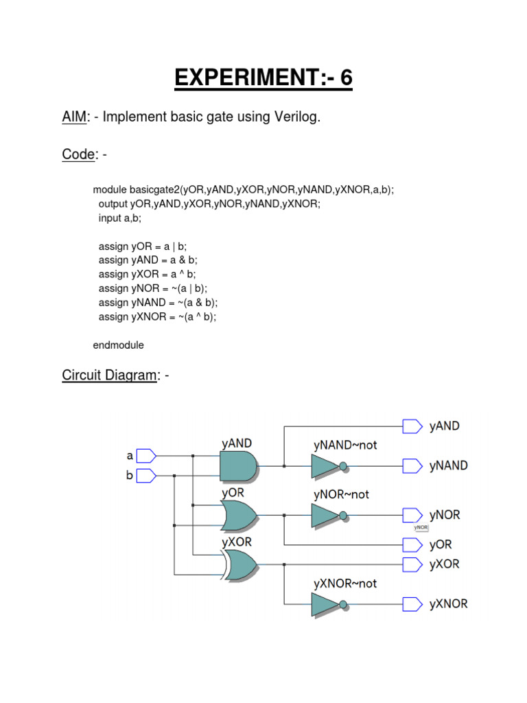 Basic Logic Gates in Verilog | PDF | Computers