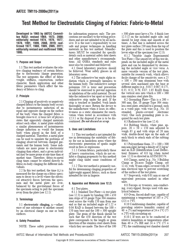 Aatcc 115 | Download Free PDF | Textiles | Rayon