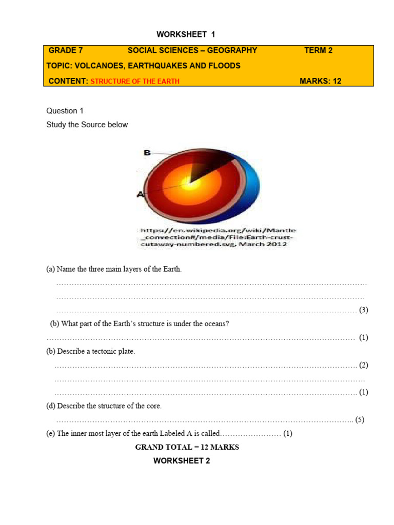 Social Sciences Geography Worksheets T2 Grade 7 | PDF | Volcano | Lava