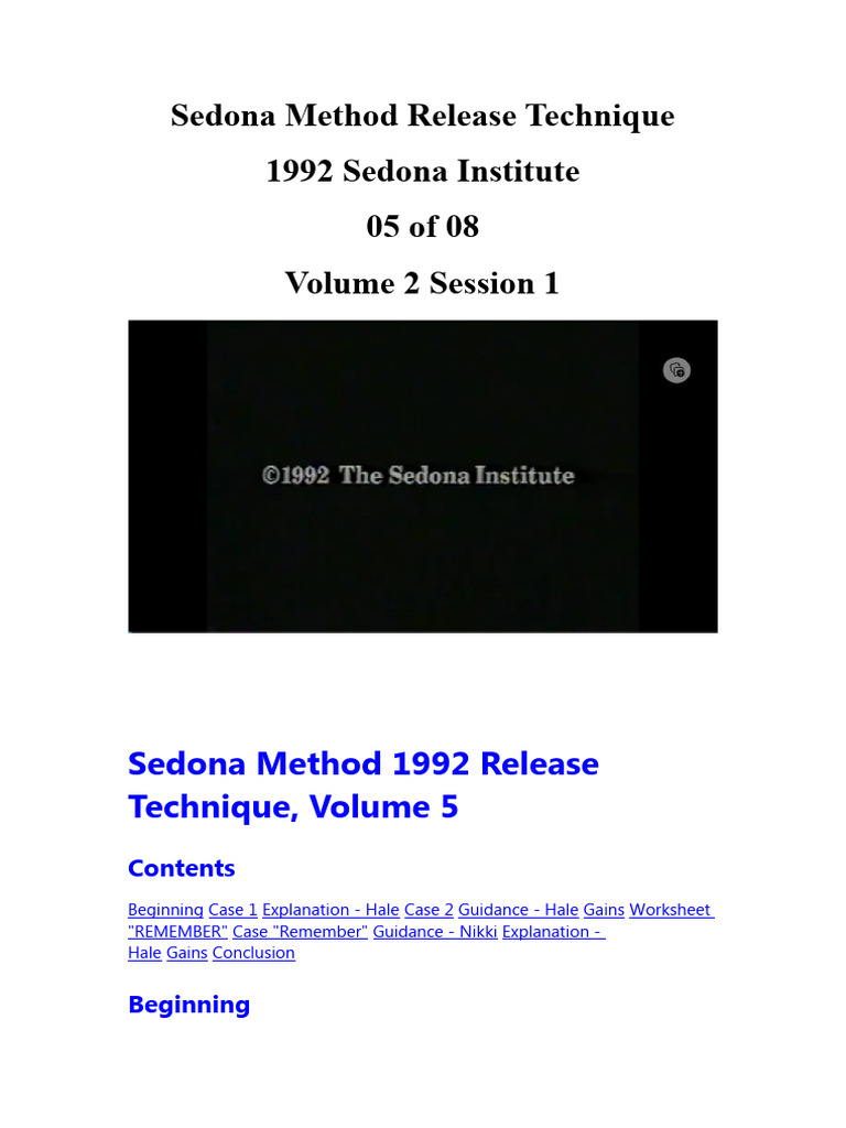 Sedona Method 1992 Release Technique 05 | PDF | Feeling