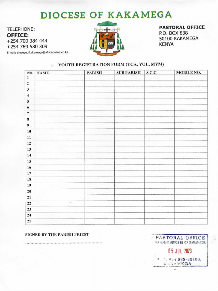 Youth Registration Form | PDF