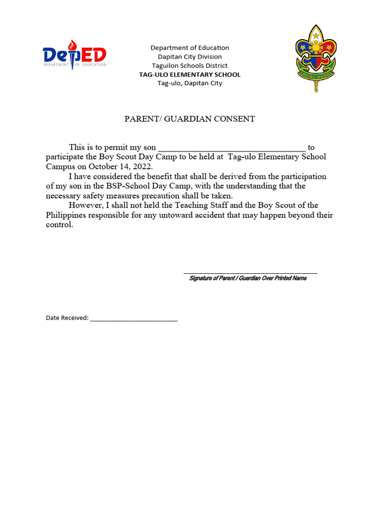 Boy Scout Parent Consent | PDF