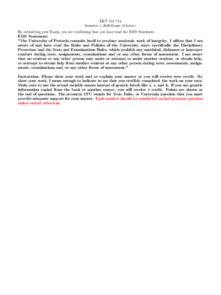 Exam 2020 | PDF | Statistics | Evaluation Methods