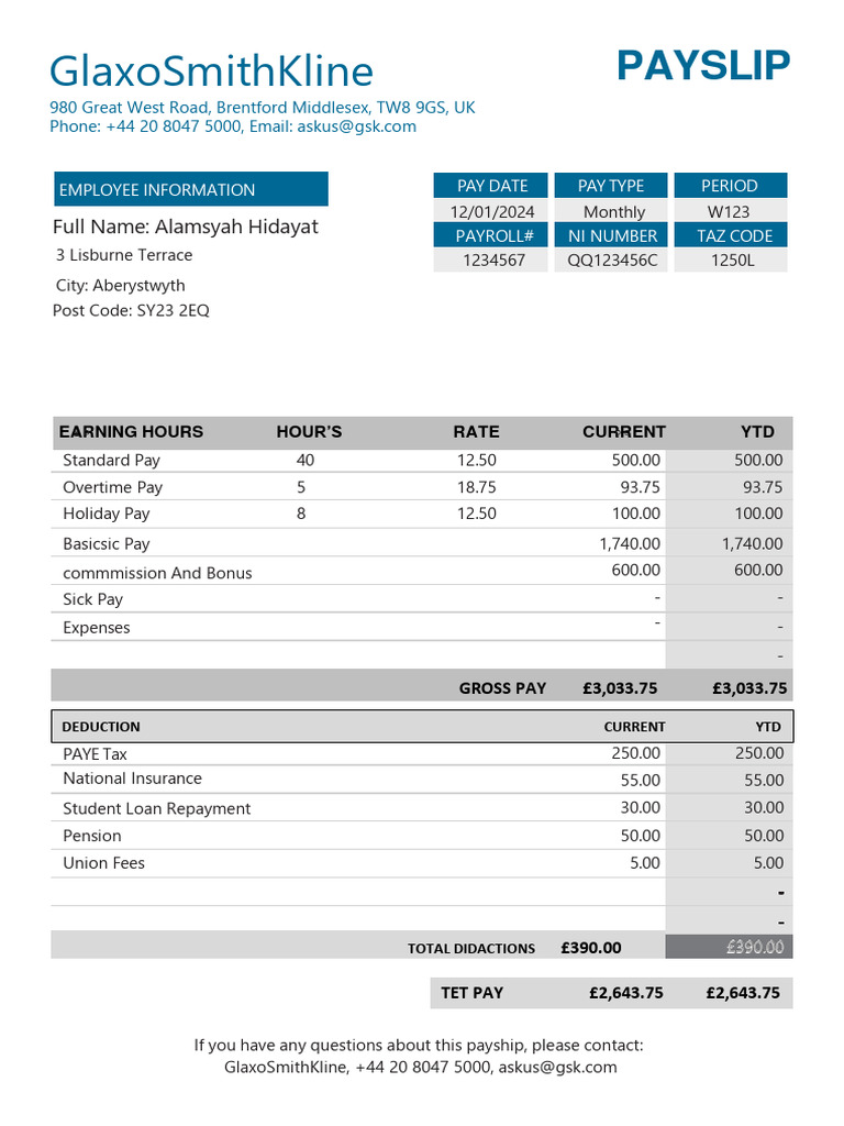 Payslip | Download Free PDF | Employment Compensation | Employee Relations