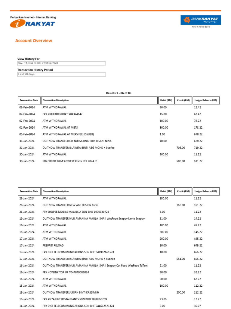 Irakyat - Account Overview | PDF | Debit Card | Automated Teller Machine