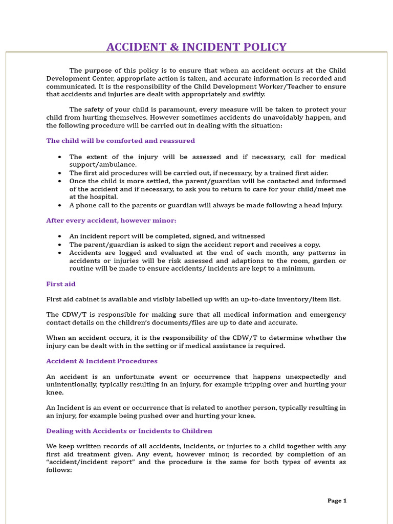 Accident Injury Policy | PDF | First Aid | Injury