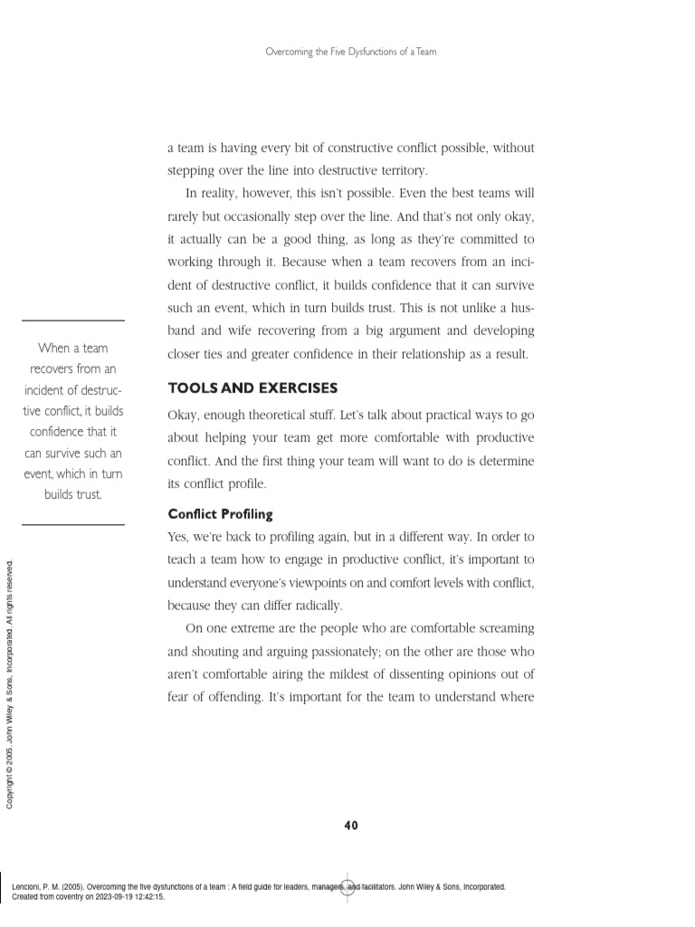 Overcoming The Five Dysfunctions of A Team A Field... - (Section 2 Overcoming The Five ...