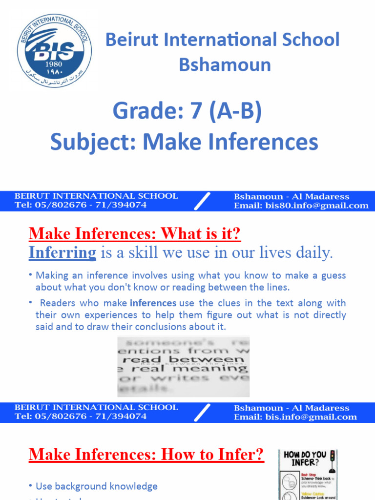 g7 Unit 1 Make Inferences | PDF