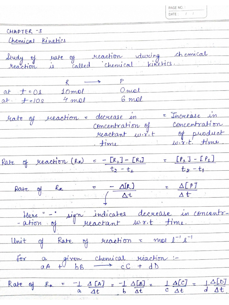 Chemical Kinetics Notes | PDF