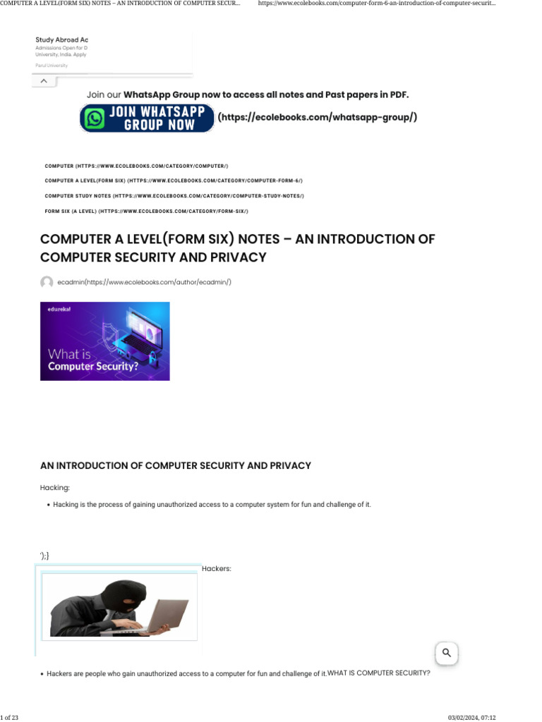 COMPUTER A LEVEL (FORM SIX) NOTES - AN INTRODUCTION OF COMPUTER ... COMPUTER A LEVEL (FORM SIX) NOTES - AN INTRODUCTION OF COMPUTER ...