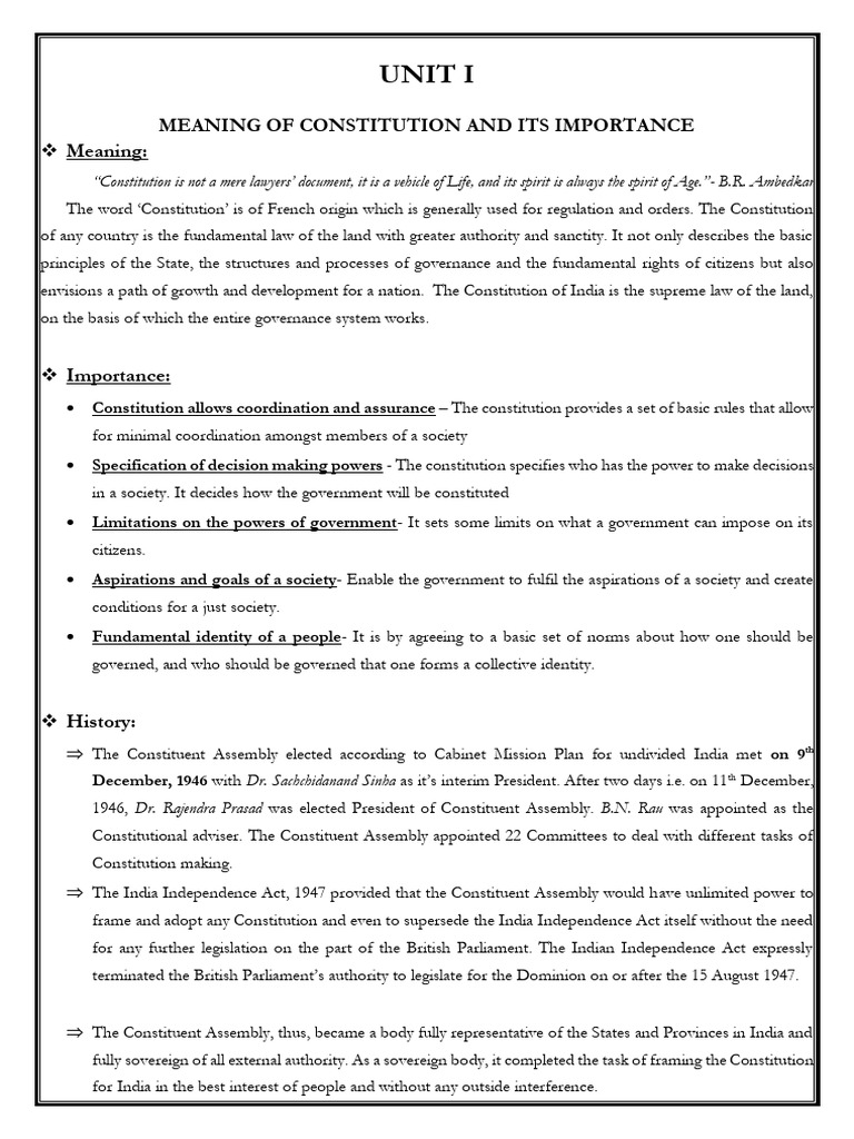 Constitution Unit 1 & 2 | PDF | Constitution | Government