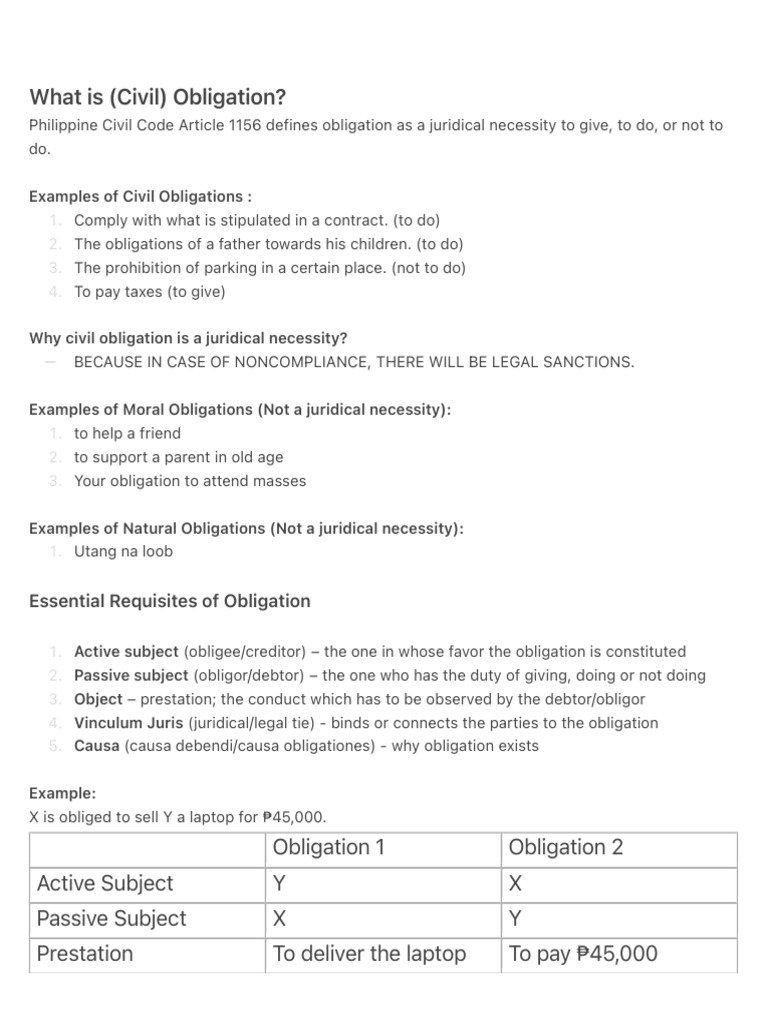 What Is (Civil) Obligation? | PDF | Law Of Obligations | Damages