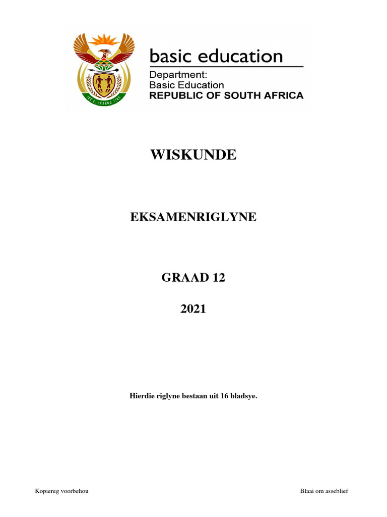Mathematics GR 12 Exam Guidelines 2021 Afr | PDF