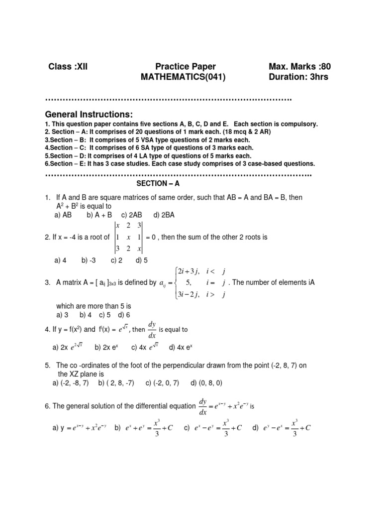 Maths Practice Paper 5 | PDF | Function (Mathematics) | Integral