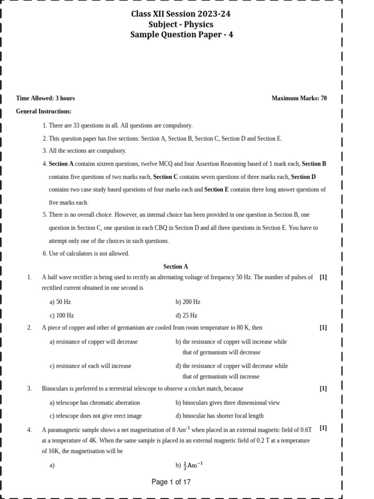 Physics Practice Paper 4 | PDF | Electromagnetic Radiation | Neutron