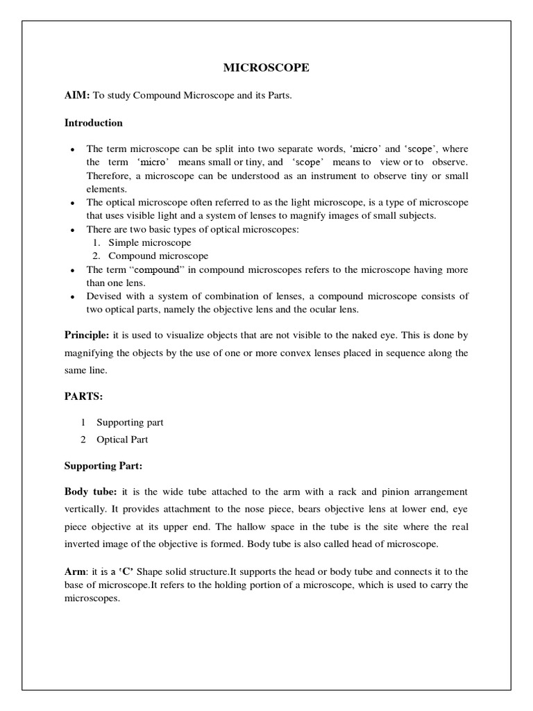 1 MICROSCOPE | PDF | Microscope | Optics 1 MICROSCOPE | PDF | Microscope | Optics