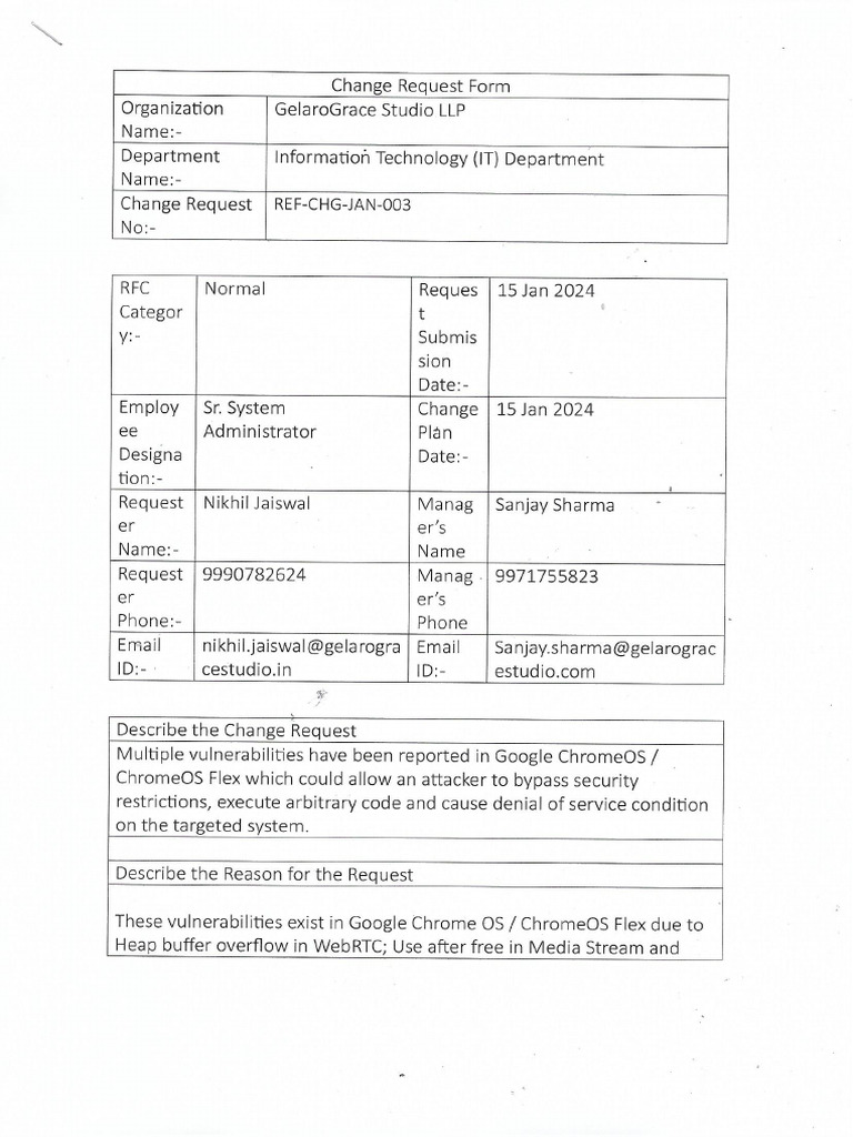 Change Request Form - Google Chrome | PDF