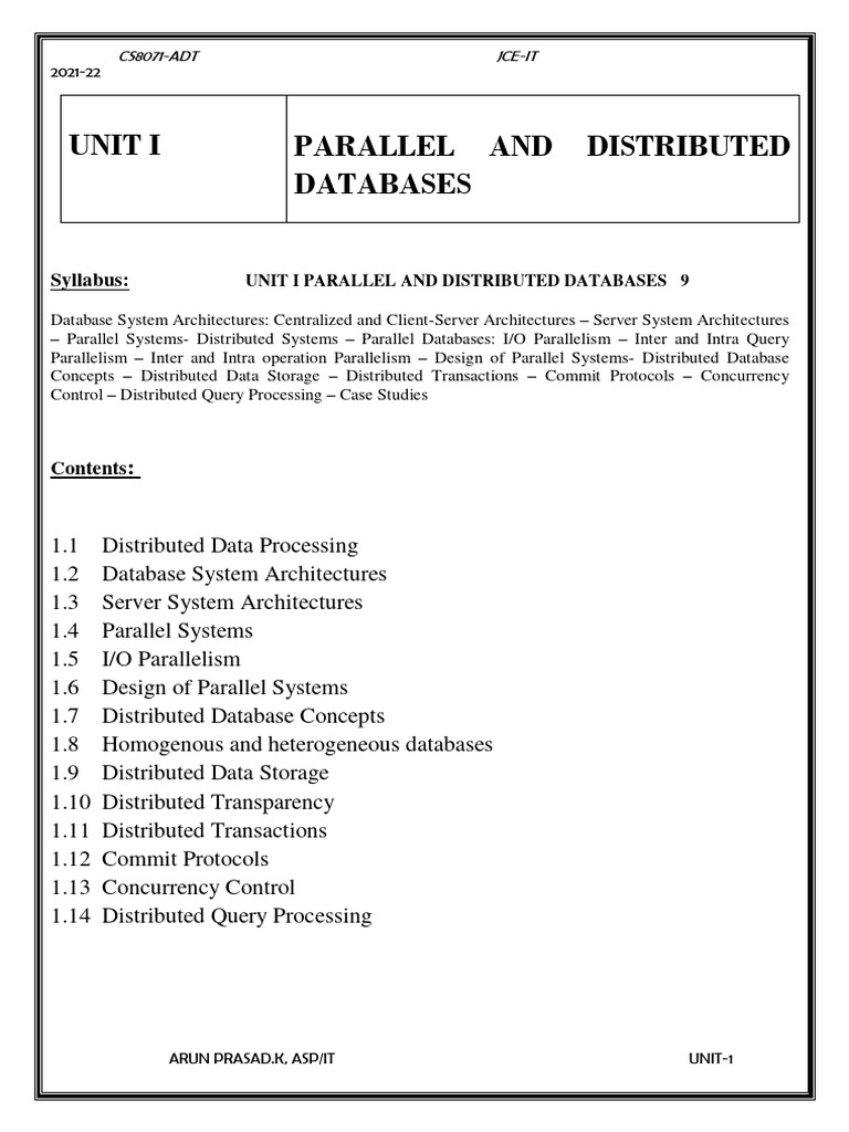 Unit-1 Final | PDF | Databases | Database Transaction